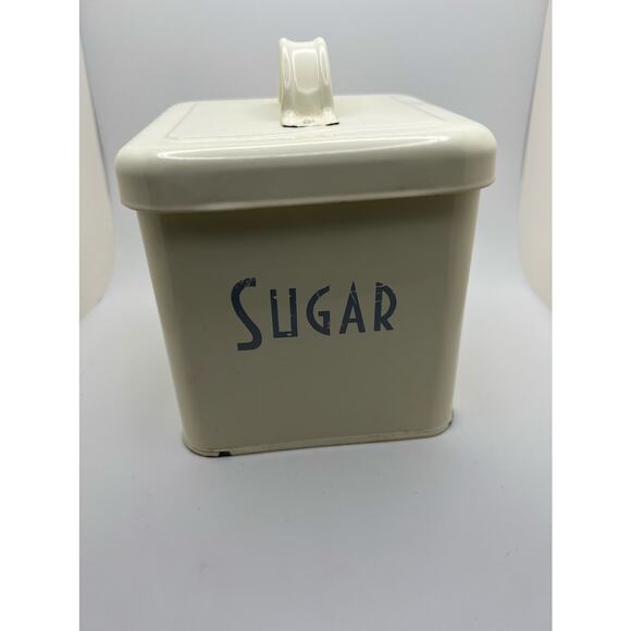 No brand | Kitchen | Vintage White Metal Sugar Tin With Aged Look ...